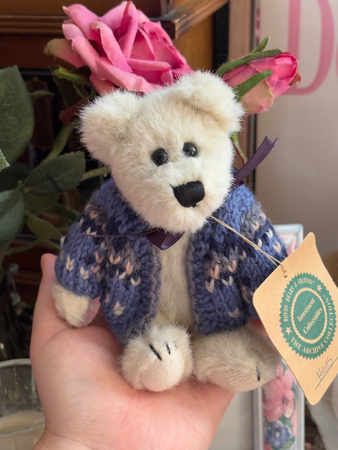 90년대 뜨개옷 미국 빈티지인형 보이즈베어 블루가디건 카페 인테리어 앤틱소품 컬렉션 테디베어 | 콜리(Colley)