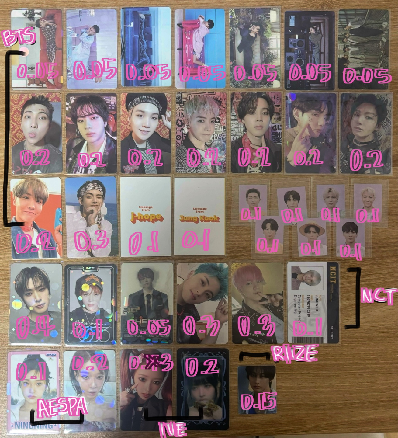 방탄,라이즈,엔시티,에스파,아이브 포카 | 콜리(Colley)