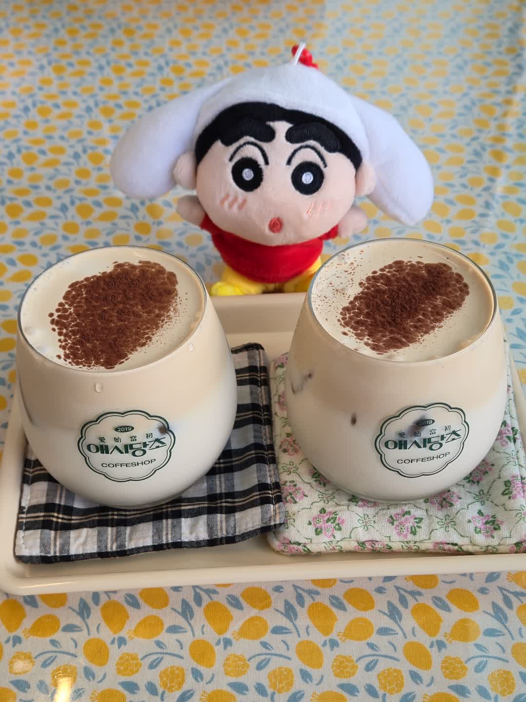 이디야에서 구입한 짱구x시나모롤 콜라보 인형키링♡ 콜리 Colley